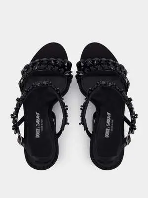 Dolce & Gabbana Satin Rhinestone High-heel Sandals - Black