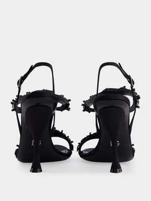 Dolce & Gabbana Satin Rhinestone High-heel Sandals - Black