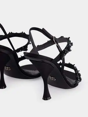 Dolce & Gabbana Satin Rhinestone High-heel Sandals - Black