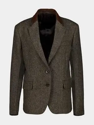 Prada Chevron Wool Single-breasted Jacket