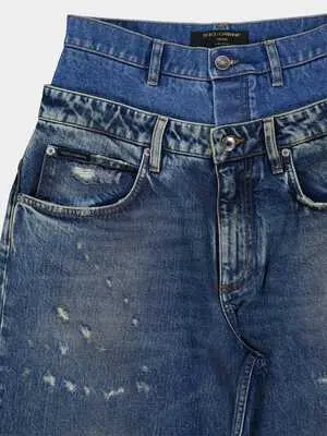 Dolce & Gabbana Distressed Wide-leg Denim Jeans