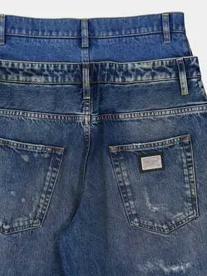 Dolce & Gabbana Distressed Wide-leg Denim Jeans