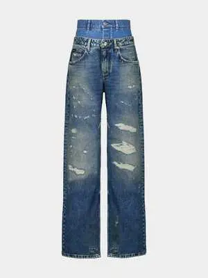 Dolce & Gabbana Distressed Wide-leg Denim Jeans - Blue
