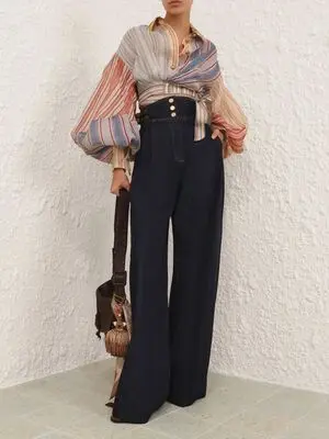 Zimmermann Night Sky Rebellion Denim Tailored Trousers - Blue