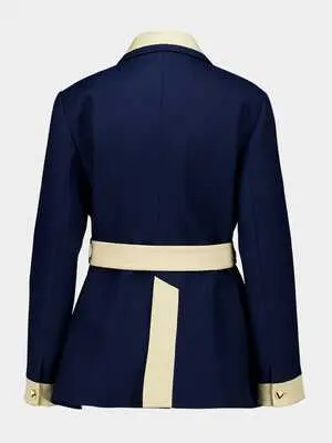 Valentino Garavani Belted Pea Coat - Blue