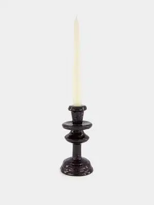 POMAX Dark Aluminium Turret Candle Holder - Brown