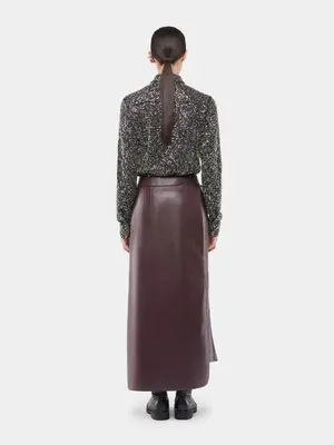 Rabanne Vegan Leather Midi Skirt