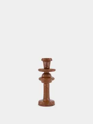 POMAX Chocolate Aluminium Turret Candle Holder