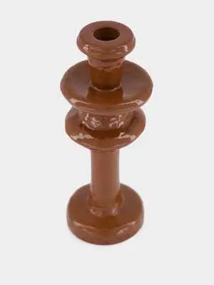 POMAX Chocolate Aluminium Turret Candle Holder