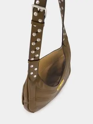 Valentino Garavani Small Hobo Bag In Chevron Nappa Leather - Brown