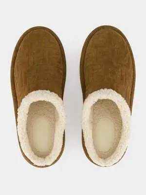Fendi Suede Shearling Sabot Slippers
