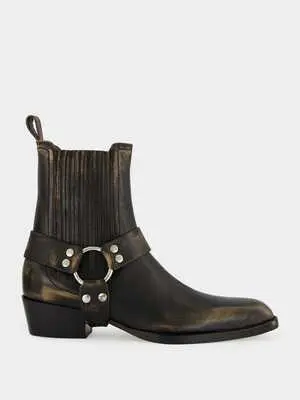 Paris Texas Brushed Leather Helena Ankle Boots - Black