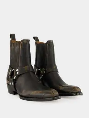 Paris Texas Brushed Leather Helena Ankle Boots - Black