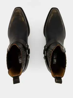 Paris Texas Brushed Leather Helena Ankle Boots - Black
