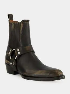 Paris Texas Brushed Leather Helena Ankle Boots - Black
