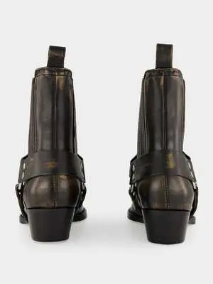 Paris Texas Brushed Leather Helena Ankle Boots - Black