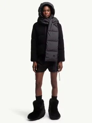 Moncler Hooded Down Scarf - Black