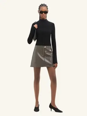 COURREGES Camouflage Vinyl Mini Skirt - Green