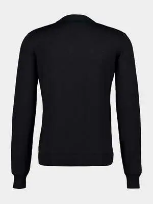 Fendi Wool Jumper With Ff Pocket - Black