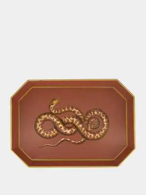 LES-OTTOMANS Hand-painted Snake Tray - Brown