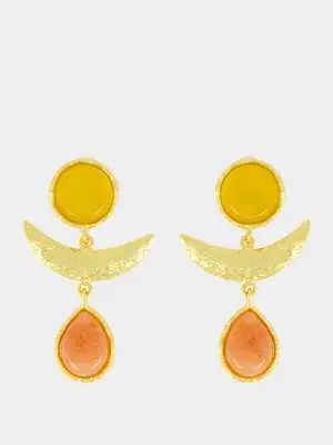 Sylvia Toledano Sunset Earrings With Yellow Onyx And Golden Jasper - Orange