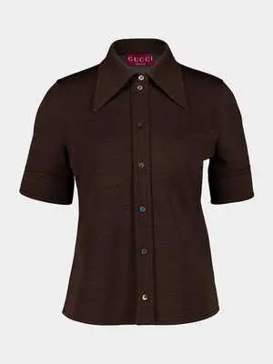 Gucci Wool Cotton Jersey Shirt - Brown