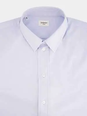Saint Laurent Bleu Blanc Cassandre Oxford Shirt - Blue