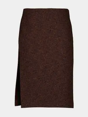 GUCCI Seeded Wool Midi Skirt