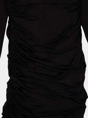 Balmain Pleated Jersey Midi Dress - Black