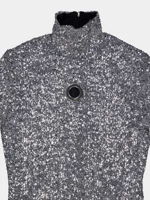 Rabanne Sequin Turtleneck Top - Silver