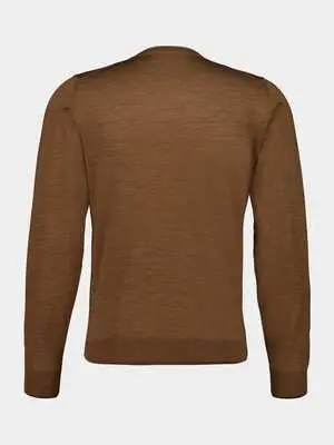 PIACENZA CASHMERE 1733 Virgin Wool V-neck Jumper - Brown