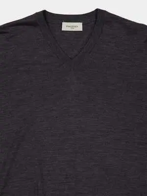 PIACENZA CASHMERE 1733 Virgin Wool V-neck Jumper - Grey