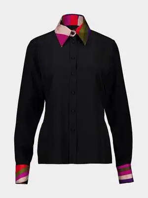 Emilio Pucci Silk Shirt With Printed Collar And Cuffs