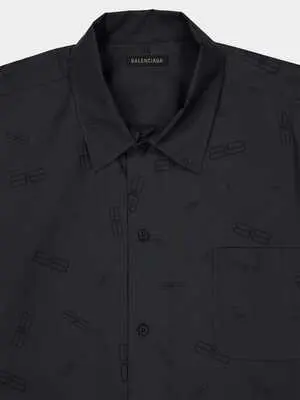 Balenciaga Dark Short-sleeve Cotton Shirt