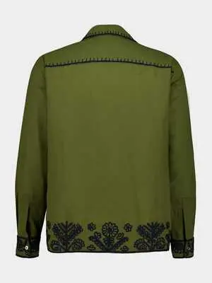 BAZISZT Khaki Fougère Cotton Shirt