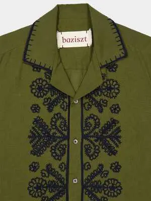 BAZISZT Khaki Fougère Cotton Shirt