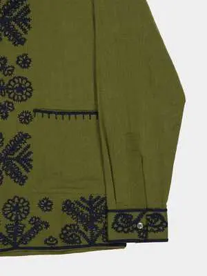 BAZISZT Khaki Fougère Cotton Shirt