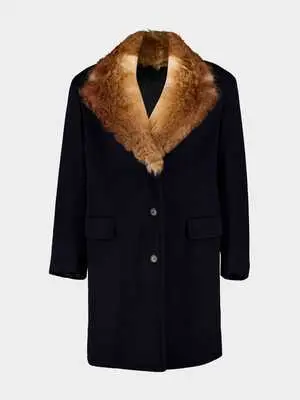 Prada Wool & Cashmere Single-breasted Coat With Shearling Collar