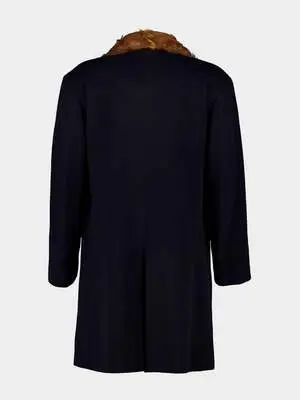 Prada Wool & Cashmere Single-breasted Coat With Shearling Collar