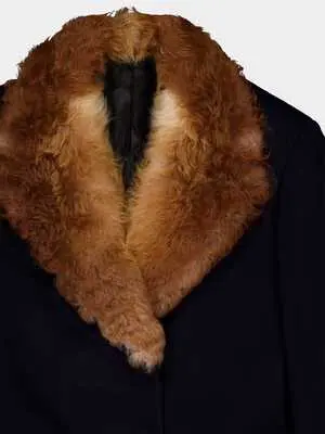 Prada Wool & Cashmere Single-breasted Coat With Shearling Collar