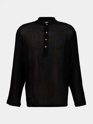 Spiritum Tulum Cotton Gauze Shirt With Buttons - Black