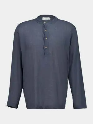 Spiritum Tulum Indigo Cotton Gauze Shirt With Buttons - Blue