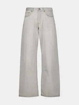 Palm Angels Light Loose Fit Jeans With Curved Logo