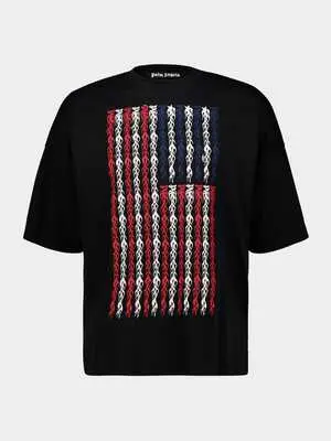 Palm Angels Black Flames Flag T-shirt - Multicolour