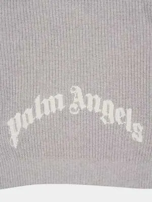 Palm Angels Melange Hooded Wool Knit Sweatshirt - Grey