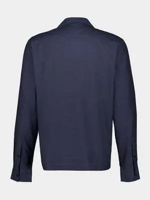 Frescobol Carioca Navy Herringbone Flannel Shirt