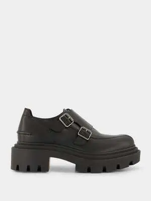 CHRISTIAN LOUBOUTIN Antonina College Double-buckle Leather Loafers - Black