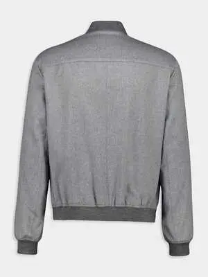 Brunello Cucinelli Cashmere Flannel Bomber Jacket - Grey