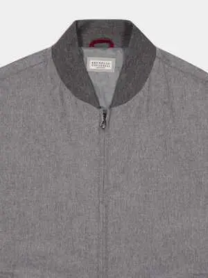 Brunello Cucinelli Cashmere Flannel Bomber Jacket - Grey