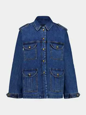 BLAZÉ MILANO Nariida Sapphire Sahariana Denim Jacket - Blue